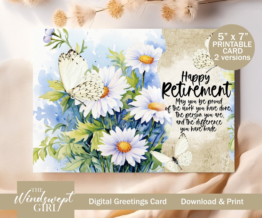 PRINTABLE Retirement Card Instant Download DIGITAL ONLY, Notecard ...