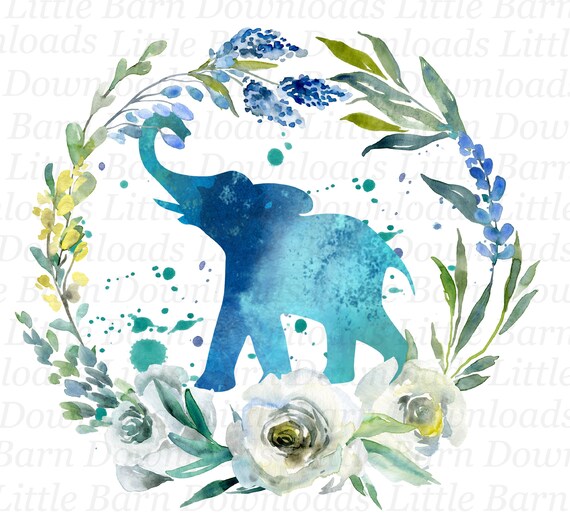 Floral Baby Elephant Elephant With Flowers Animal Clipart | Etsy