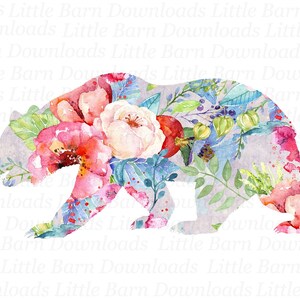 Bear PNG Bundle, Bear Clipart, Floral Mama Bear, Sublimation Files ...