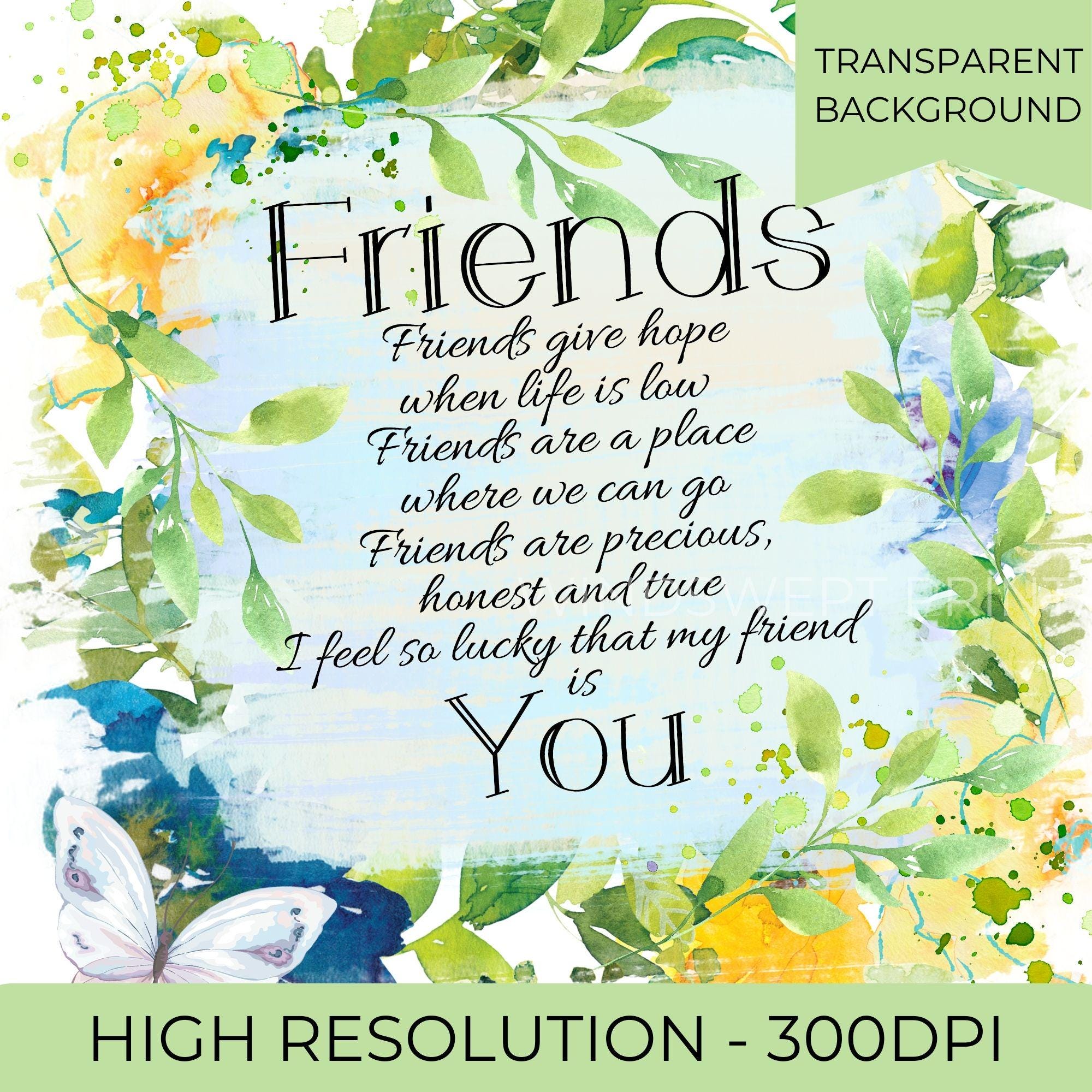 Friends Give Hope Clipart: Floral Friendship PNG File (PRINTABLE ...