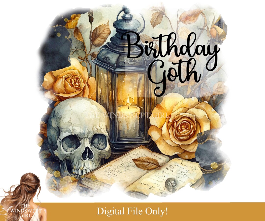 Goth Birthday Clipart in PNG Format for Sublimation, Printable Birthday ...