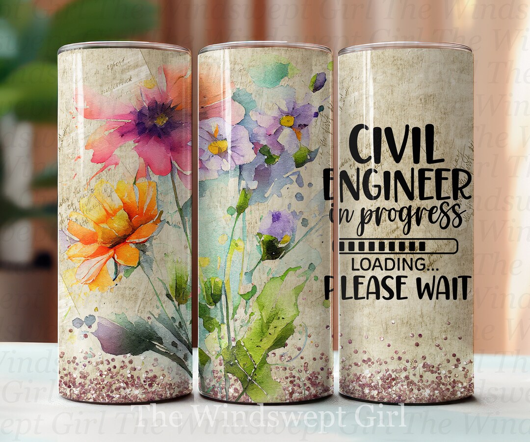 Civil Engineer Floral 20oz Tumbler Sublimation Design (digital Download ...