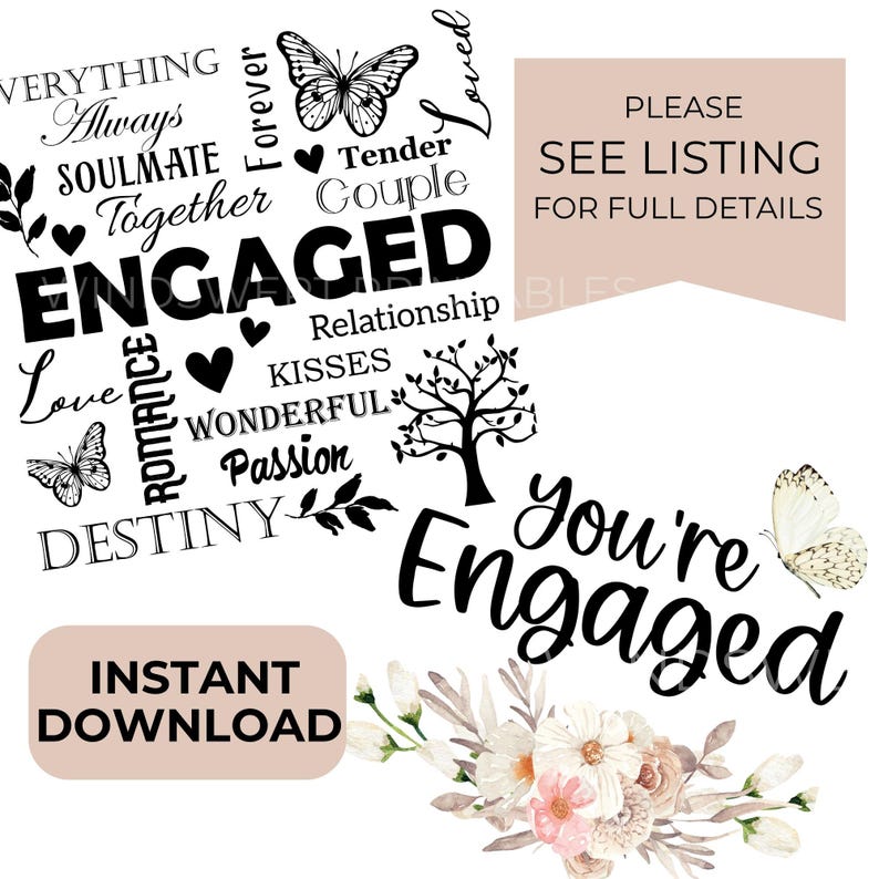 Engagement Clipart Bundle: Engaged PNG Digital Designs (PRINTABLE ...