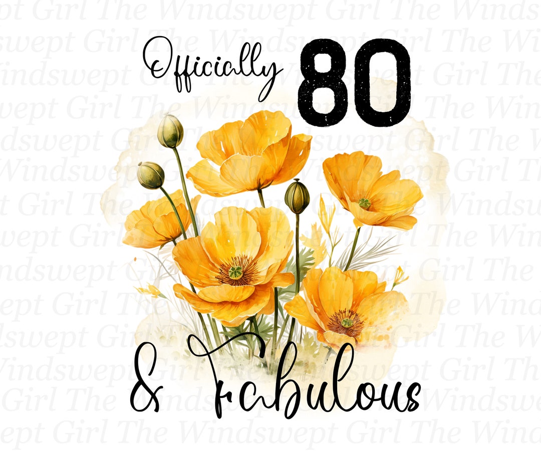 80th Birthday Clipart, Printable Birthday PNG, Birthday Sublimation ...