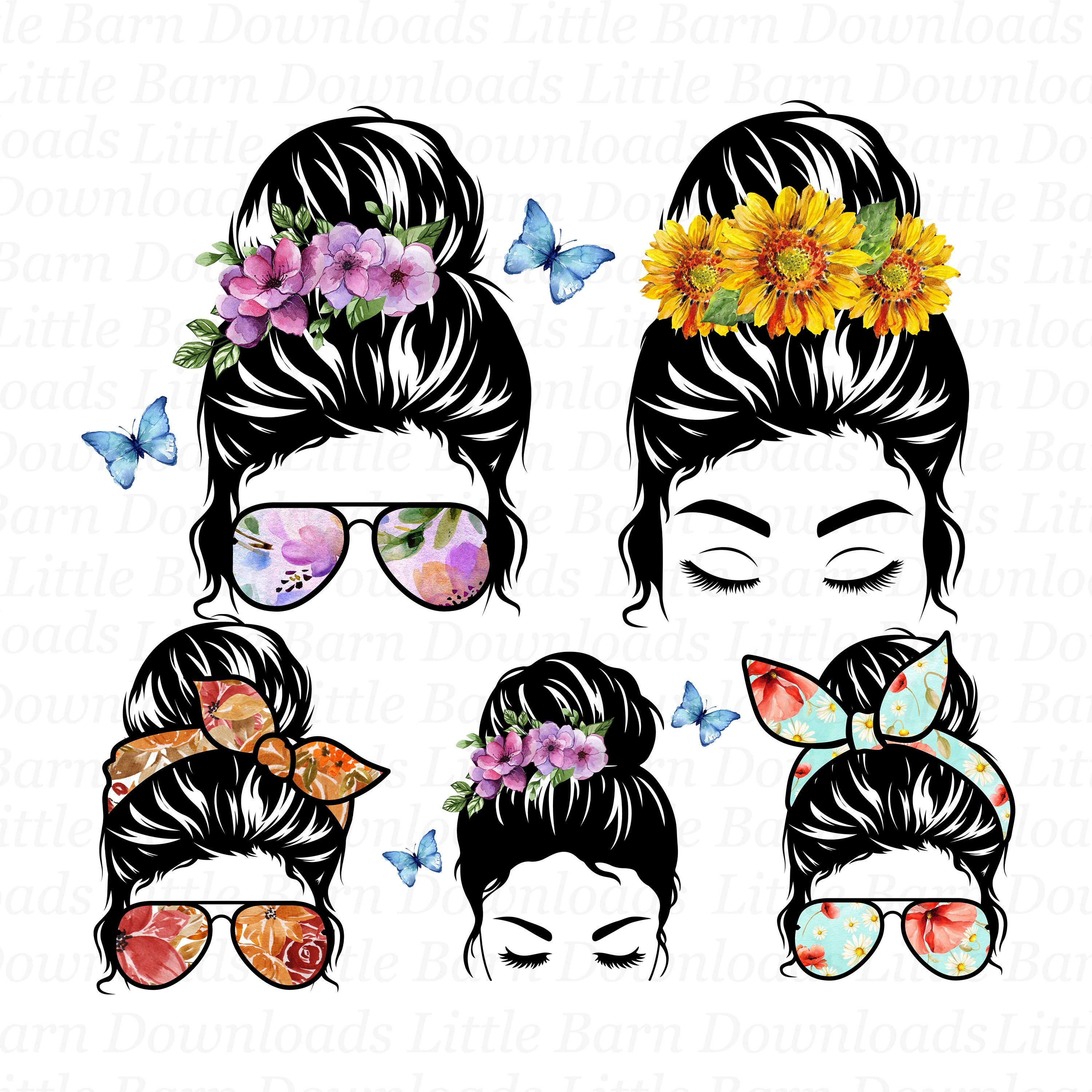 Momlife Bundle PNG Mom Life Clipart Messy Bun Face Messy - Etsy