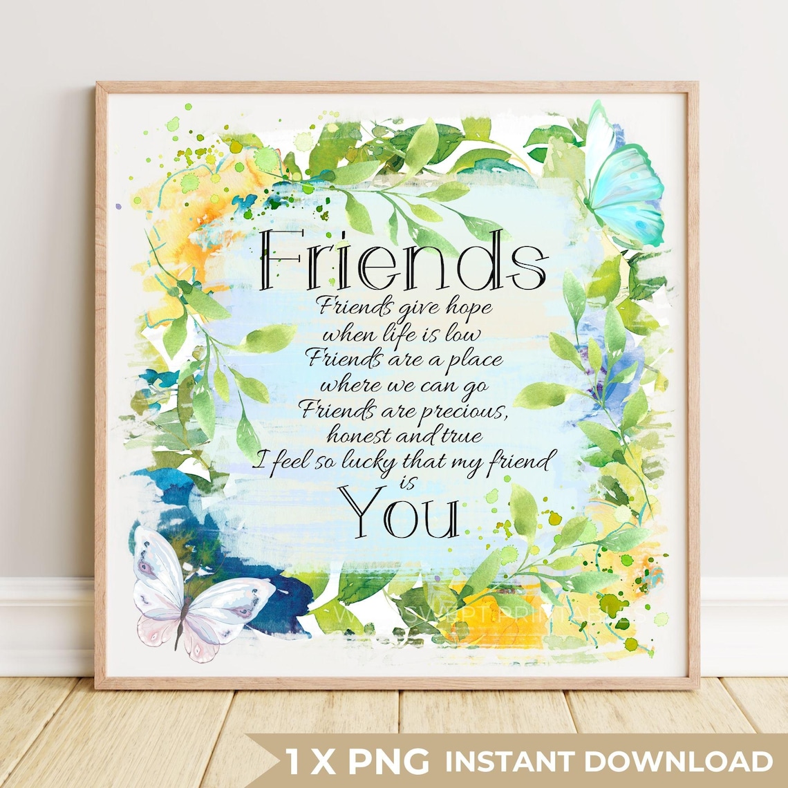 Friends Give Hope Clipart: Floral Friendship PNG File (PRINTABLE ...