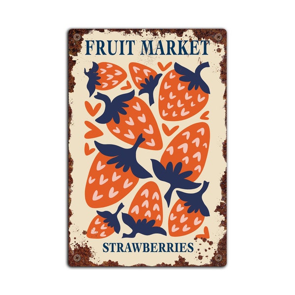 Strawberry Tin Sign - Etsy
