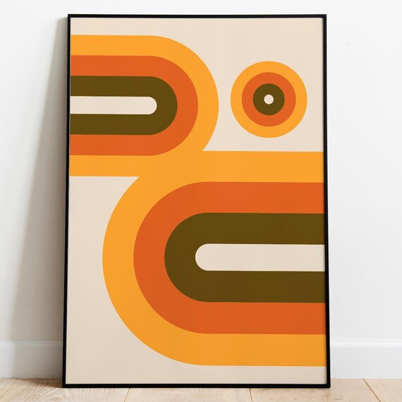 1970's Inspired Art Print Shapes Print Wall Art Retro - Etsy