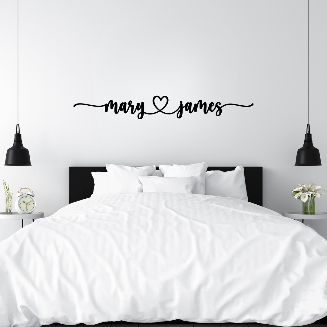 Personalized Metal Heart Couples Sign, Names Above Bed, Custom Love ...