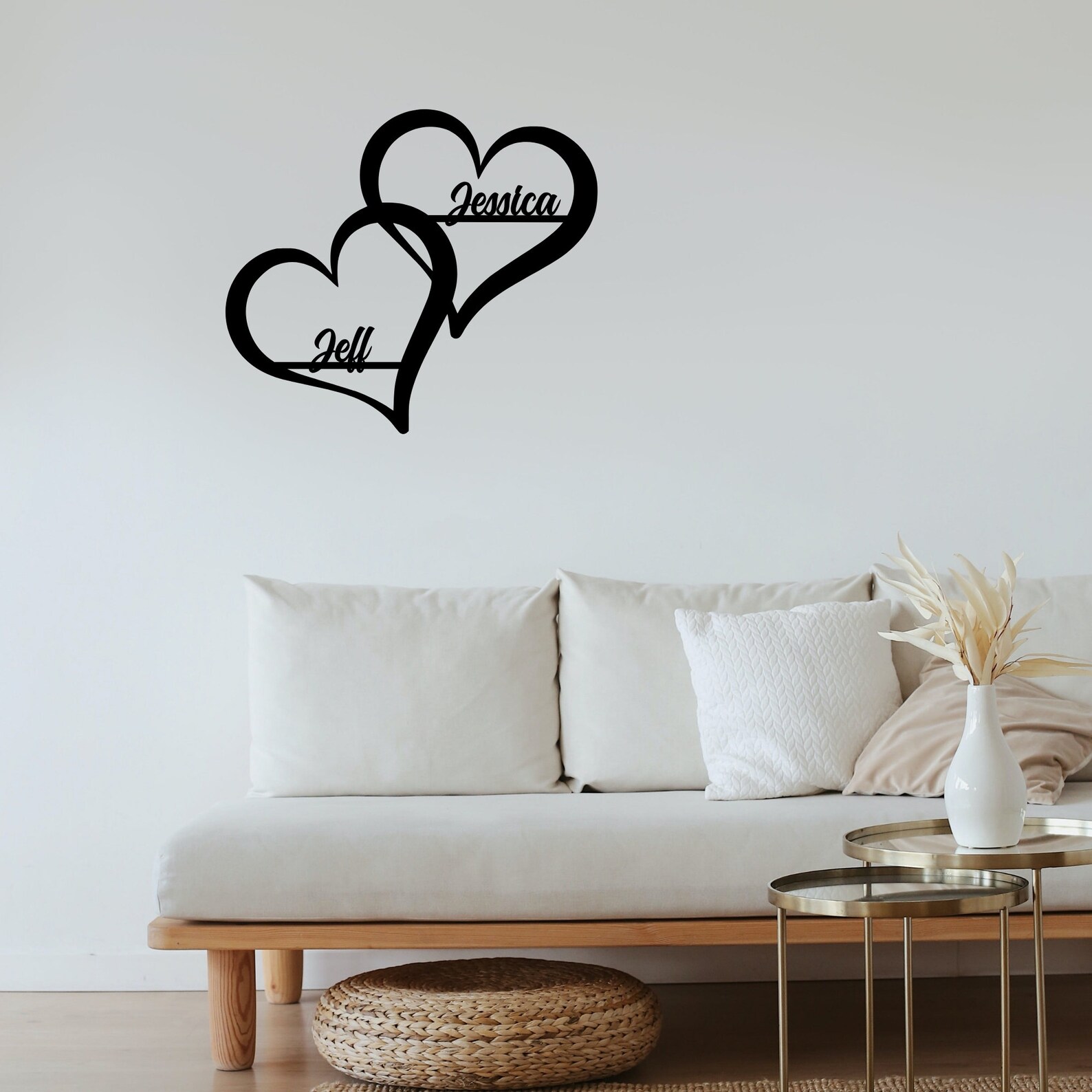 Personalized Interlocking Hearts Metal Wall Art: Custom Love Sign - Etsy