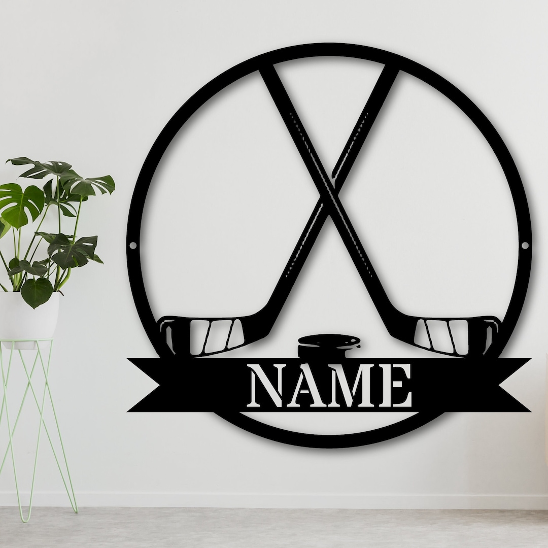 Personalized Metal Hockey Name Sign Custom Ice Hockey Metal Wall Art ...
