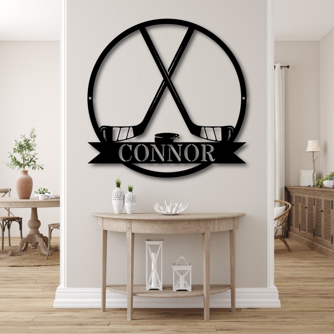 Personalized Metal Hockey Name Sign | Custom Ice Hockey Metal Wall Art ...