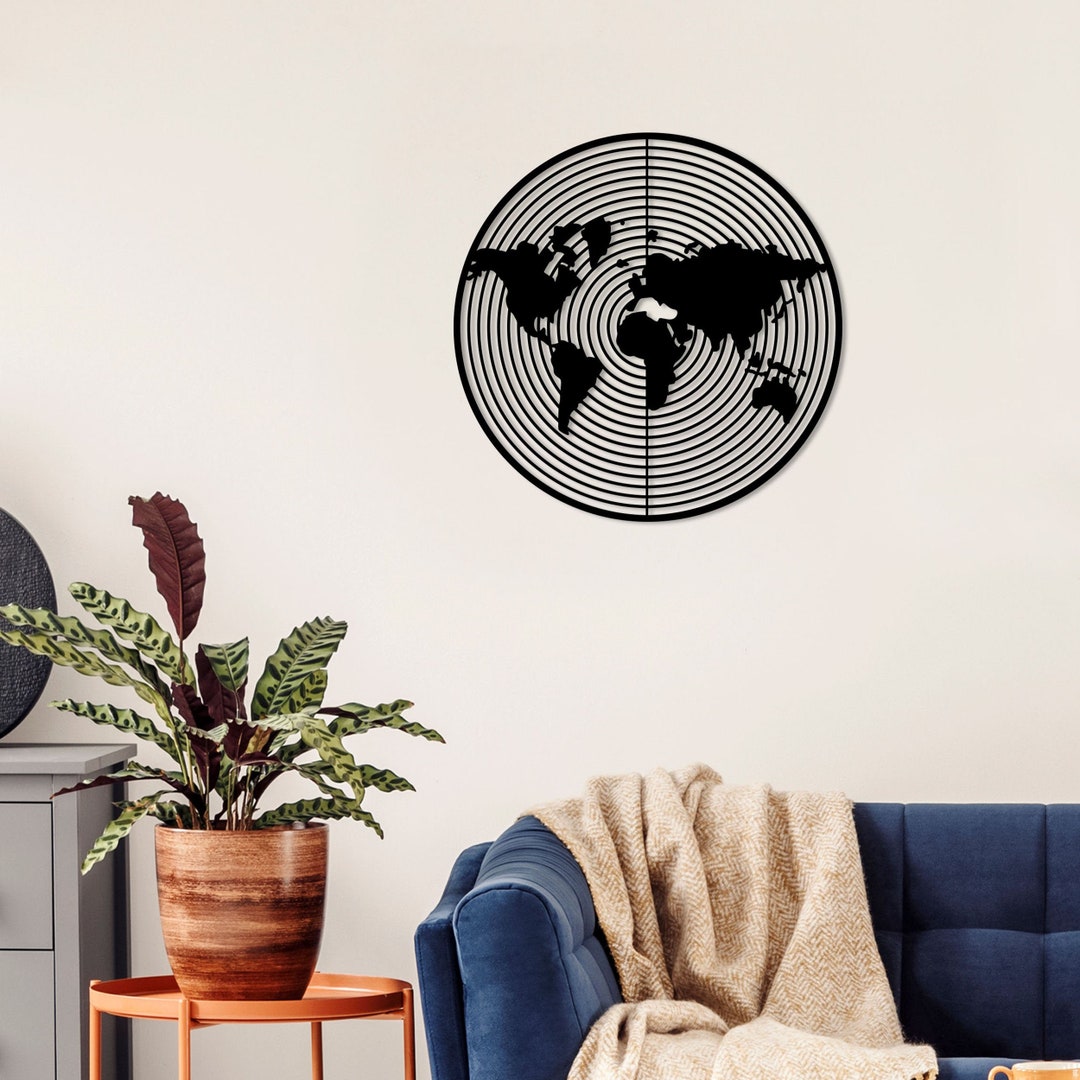 Abstract World Map Metal Wall Art: Contemporary Indoor/outdoor Decor - Etsy
