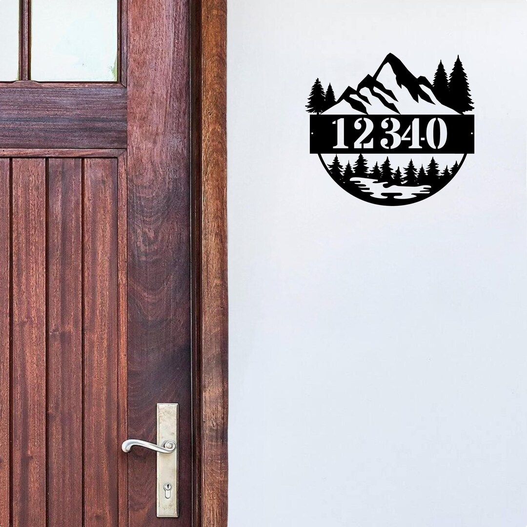 Custom Metal Mountain House Number Sign, Mountain Address Sign, Nature ...