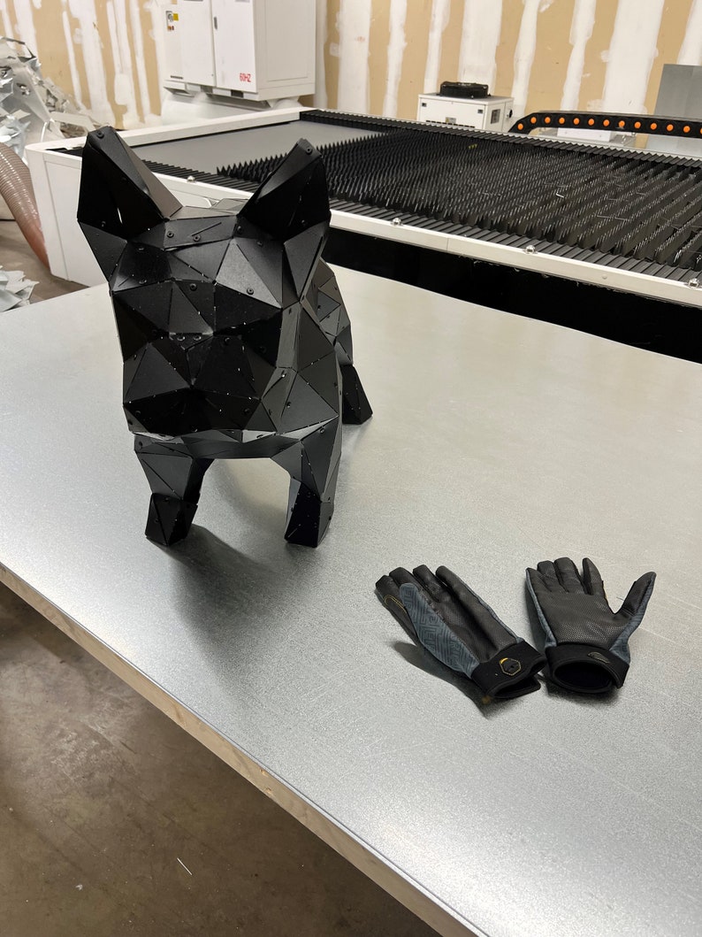 Metal Lifesize Frenchie Sculpture Polygonal Metal Art - Etsy