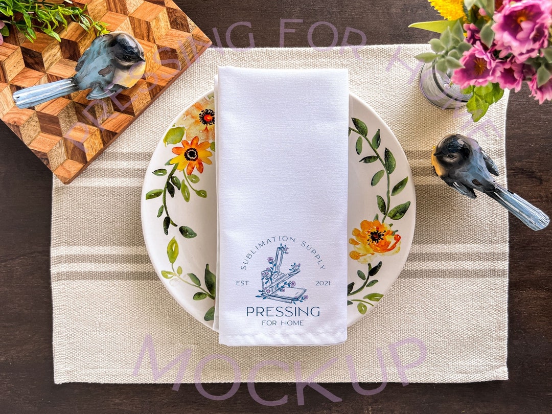 Spring Themed Dinner Napkin Mockup Photos 19x19 Polyester Napkins for ...