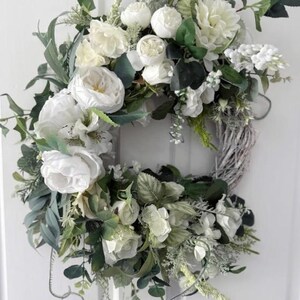 Half Moon Front Door Year Round Floral Faux Wicker Shabby Chic Rustic ...