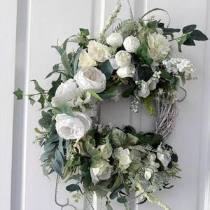 Half Moon Front Door Year Round Floral Faux Wicker Shabby Chic Rustic ...