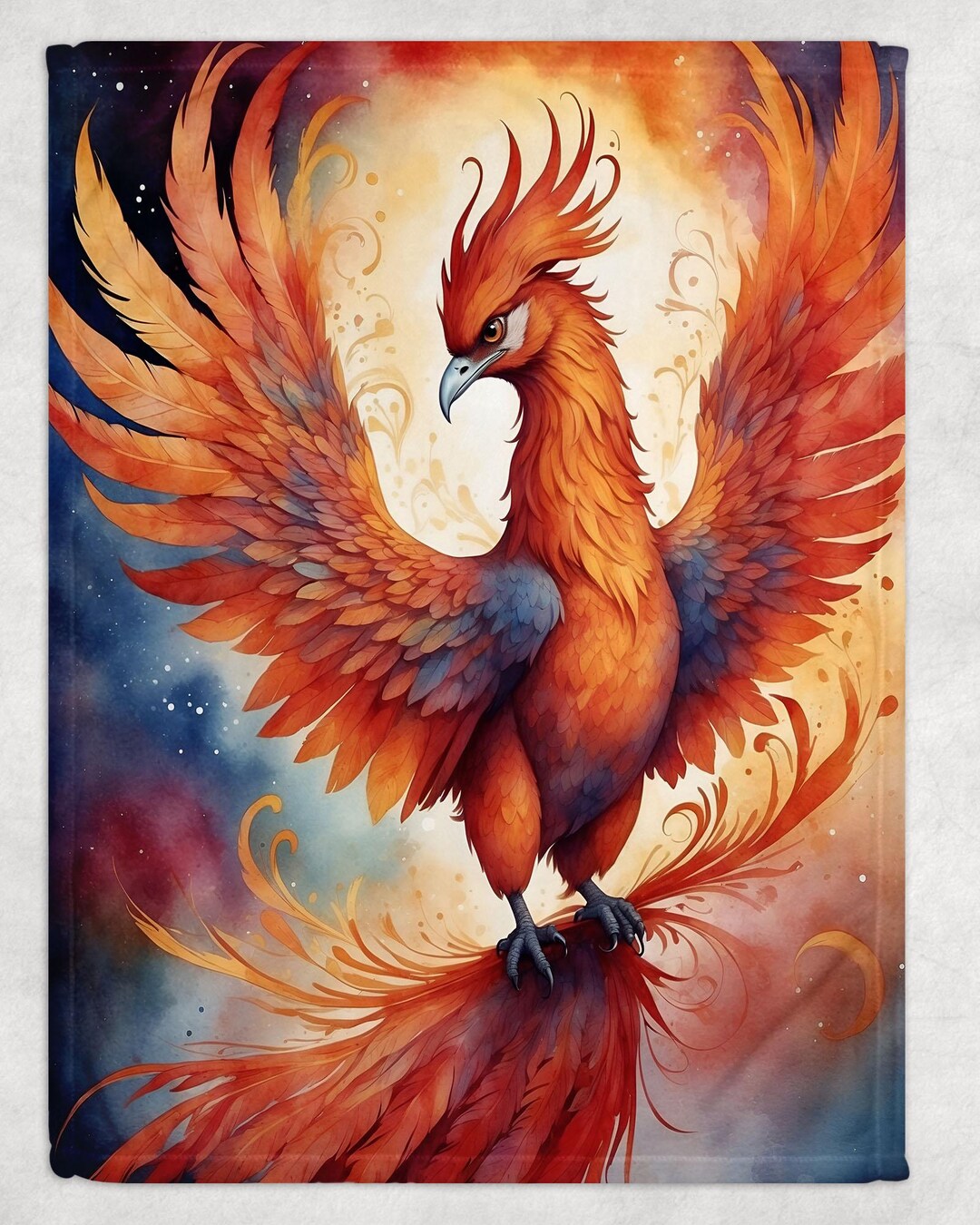 Mystical Phoenix and Cosmic Eye Fleece Throw Blanket - Fantasy Gifts - Etsy