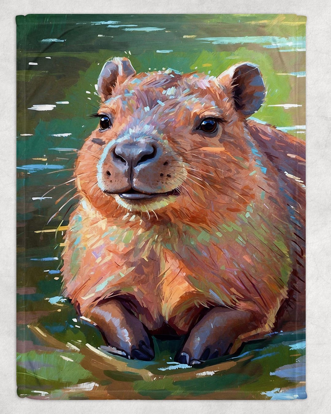 Capybara Blanket Capy Chilling in Yuzu Bath, Lemon, Orange Blue Fleece ...