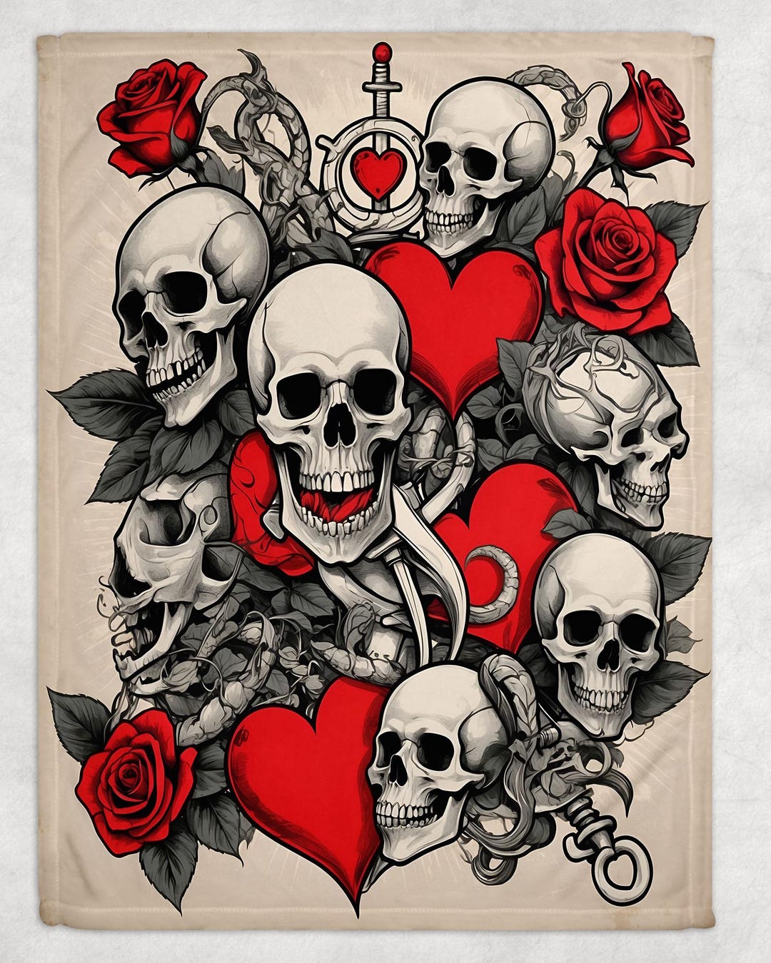 Tattoo Flash Blanket Traditional Tattoo Style Throw Hardcore Punk Indie ...