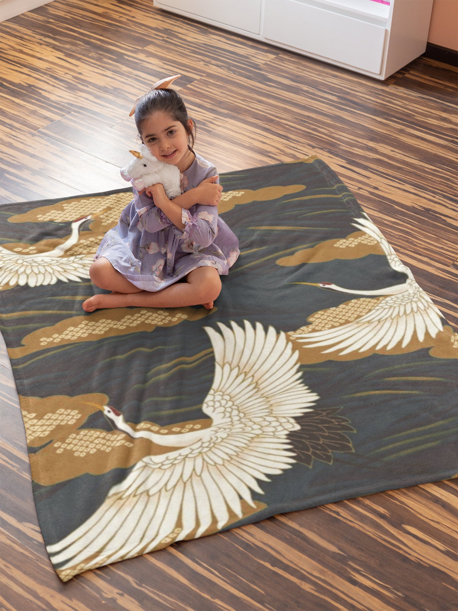 Cute Japanese Crane Blanket Crane Throw Blanket Crane | Etsy