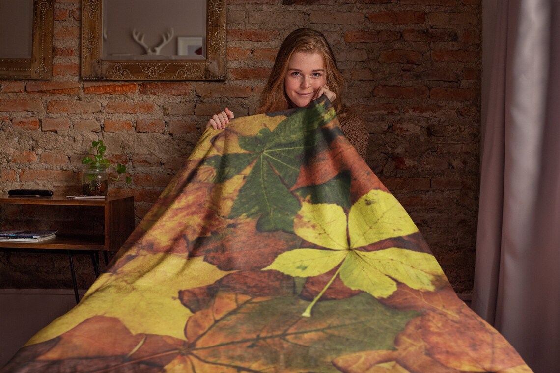 Autumn Fall Leaves Fleece Blanket Throw - Etsy