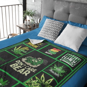 Weed Lover Blanket, Marijuana Blanket, Cannabis Blanket, Smoking Bear ...