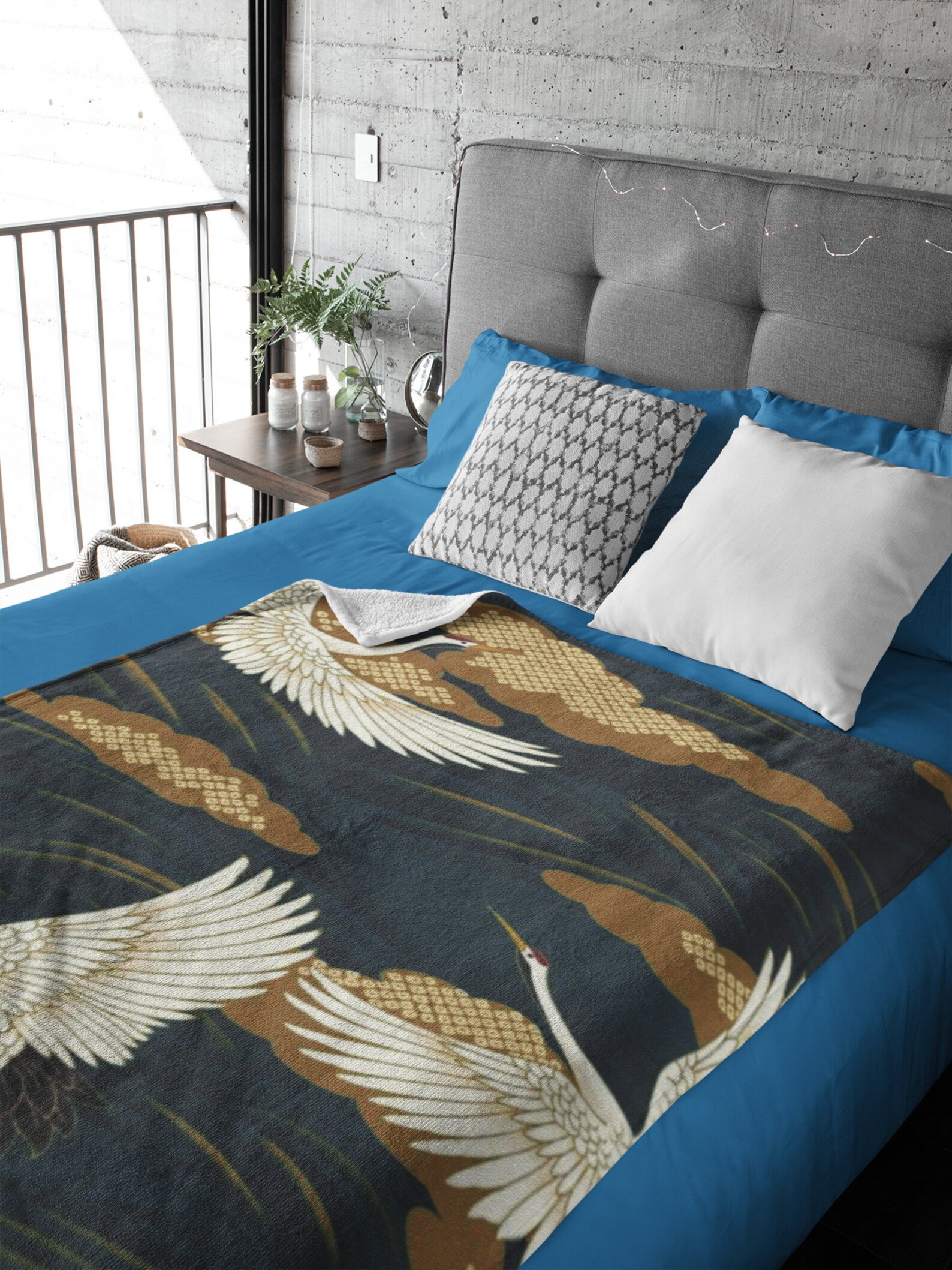 Cute Japanese Crane Blanket Crane Throw Blanket Crane | Etsy