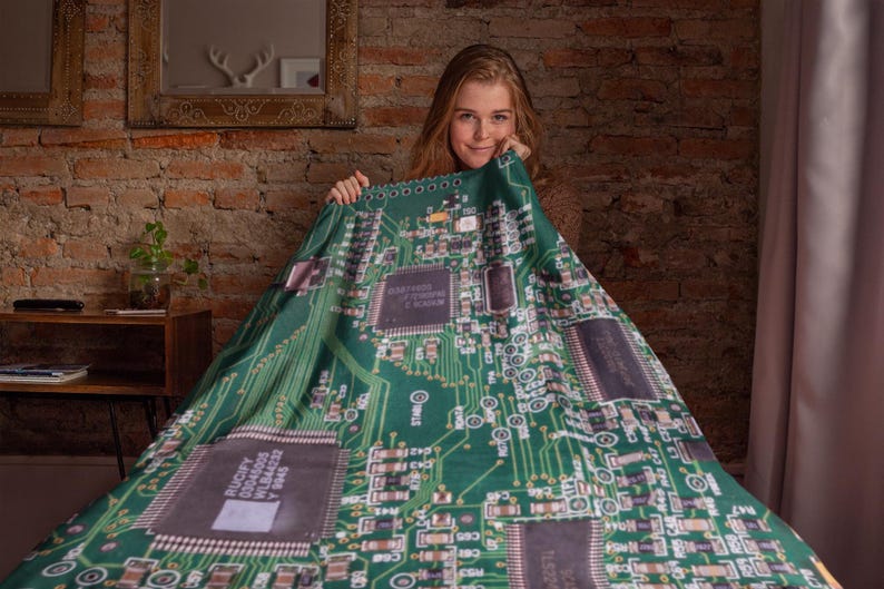 PCB Blanket, Circuit Board Throw Bedding Sofa Cover, Motherboard Geeky ...