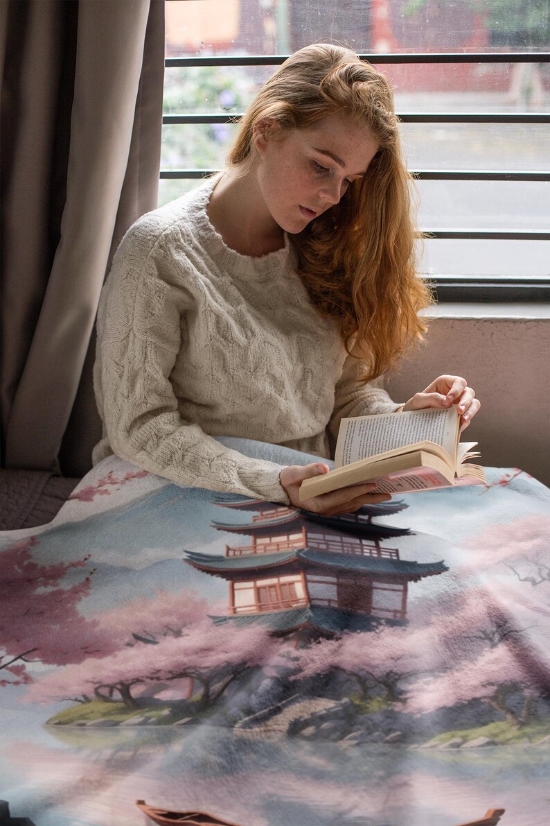Ming Dynasty Cherry Blossom Plush Blanket: Oriental Home Decor Throw - Etsy