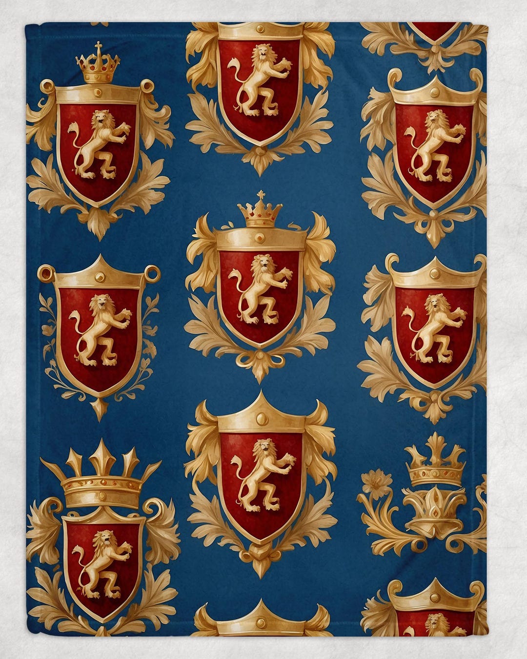 Medieval Blanket With Heraldic Design | Vintage Medieval Couch Throw ...