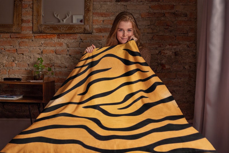 Classic Tiger Animal Print Pattern Fleece Blanket | Etsy