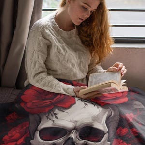 Skull Fleece Blanket, Sugar Skull Cozy Fleece Blanket, Floral Skull ...
