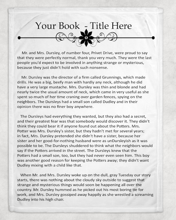 Book Blanket Custom Book Page Blanket | Etsy