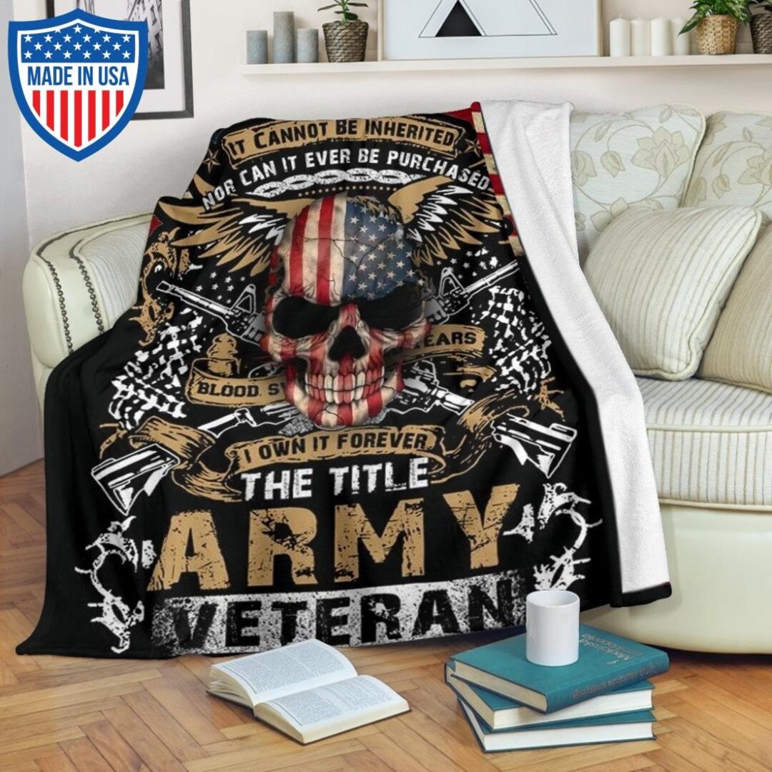 US Army Veteran Blanket Military Veteran Bedding Quilt Throw Soldier ...