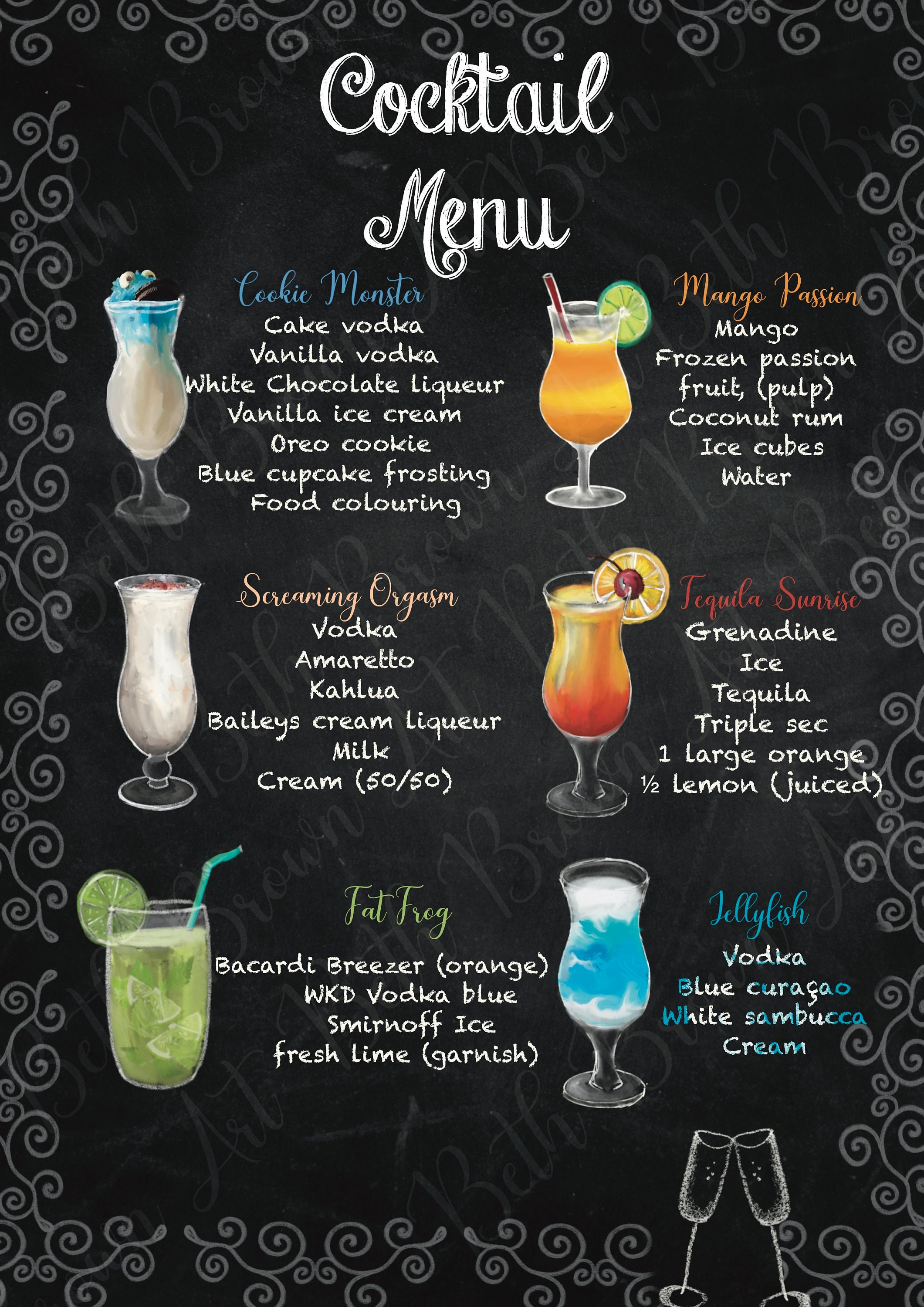Personalised Cocktail Bar Menu Personalised Cocktail Bar Menu
