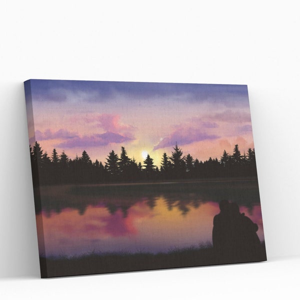 Sunset Over Lake - Etsy
