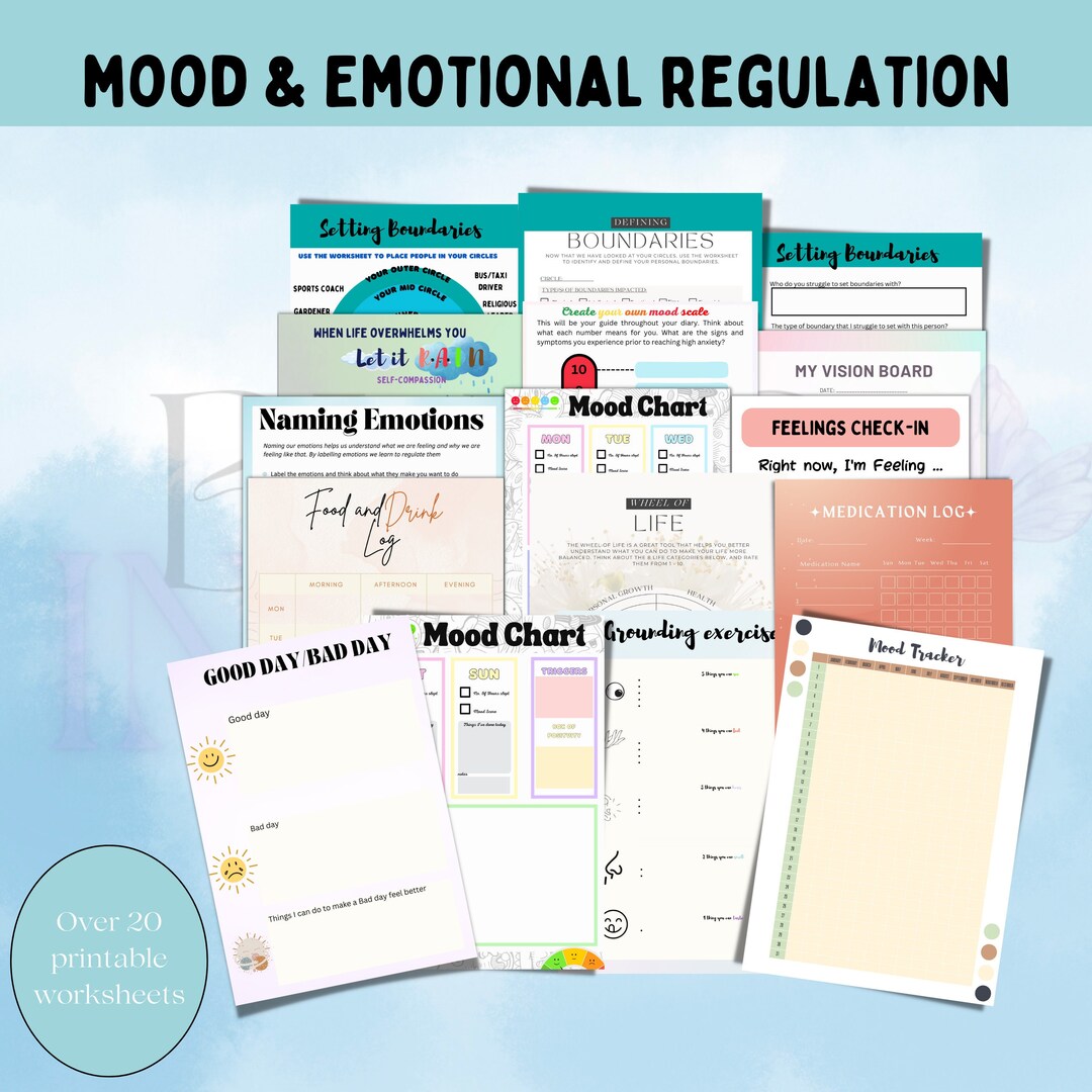 Mood Tracker Printable, Boundaries Worksheets, Therapy Workbook, Mental ...