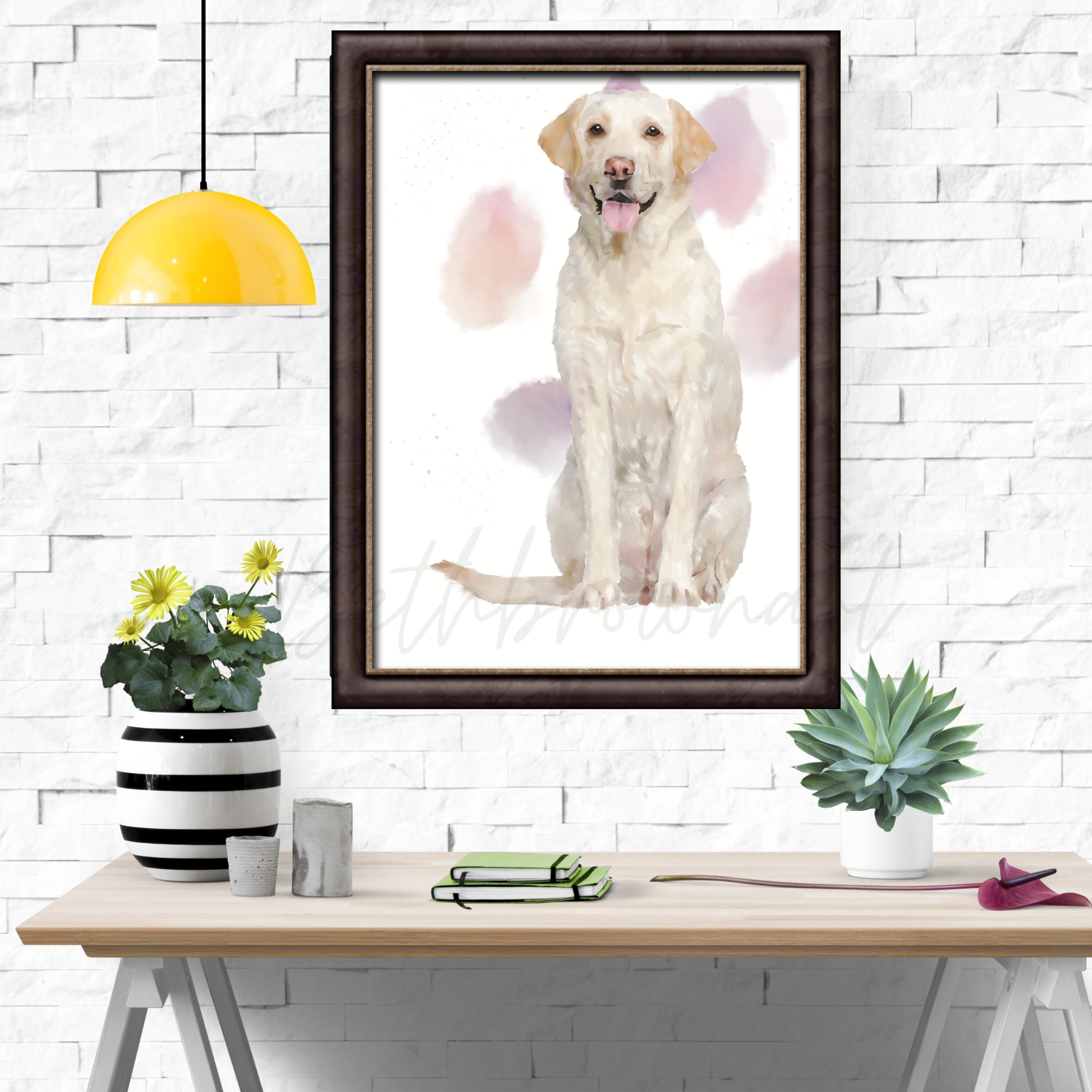 White Labrador, Large Dog Wall Art, Watercolour Portrait of Pets for ...