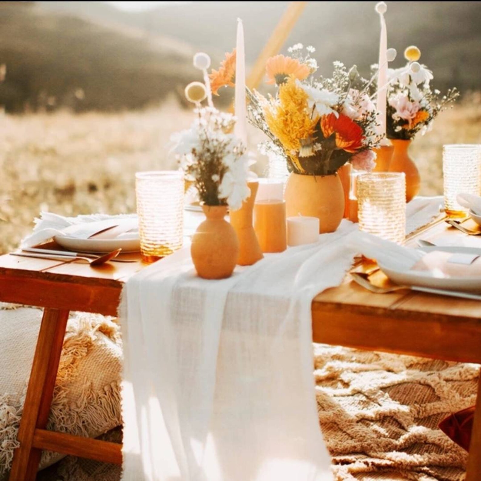 Champagne Boho Wedding Gauze Table Runner Rustic Wedding - Etsy