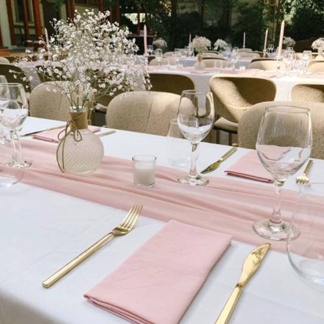 Blush Pink Chiffon Wedding Table Runner Rustic Wedding Centrepiece ...
