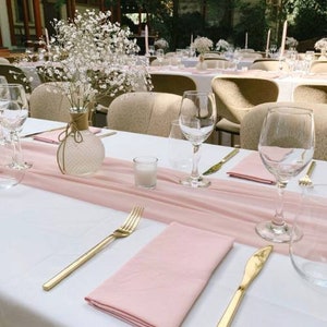 Blush Pink Chiffon Wedding Table Runner Rustic Wedding - Etsy UK
