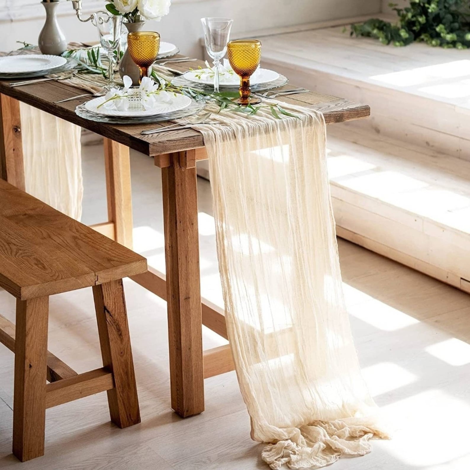 Champagne Boho Wedding Gauze Table Runner Rustic Wedding - Etsy