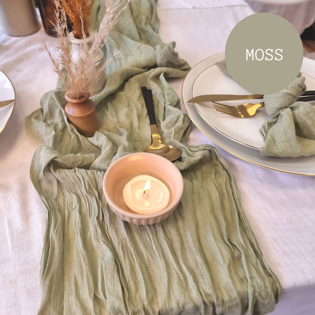 Moss Muslin Gauze Dinner Napkins for Wedding, Rustic Wedding Napkins ...