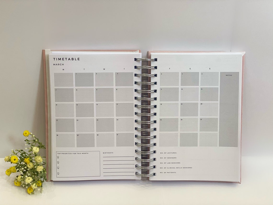 12 Month Dental Diary Personalised A5 Academic Planner For | Etsy