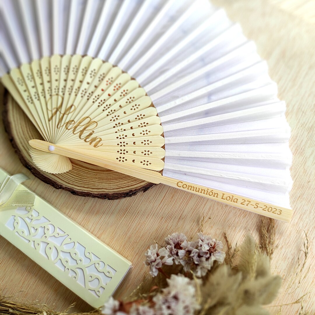 Wedding Hand Fan in a Gift Box. Personalized Folding Fan With Name as a ...