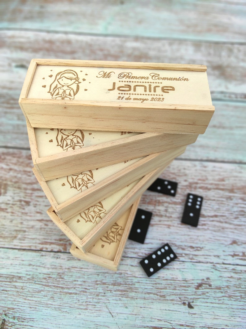 Personalized Wooden Domino Tiles With Eco-friendly Box, for Children's ...