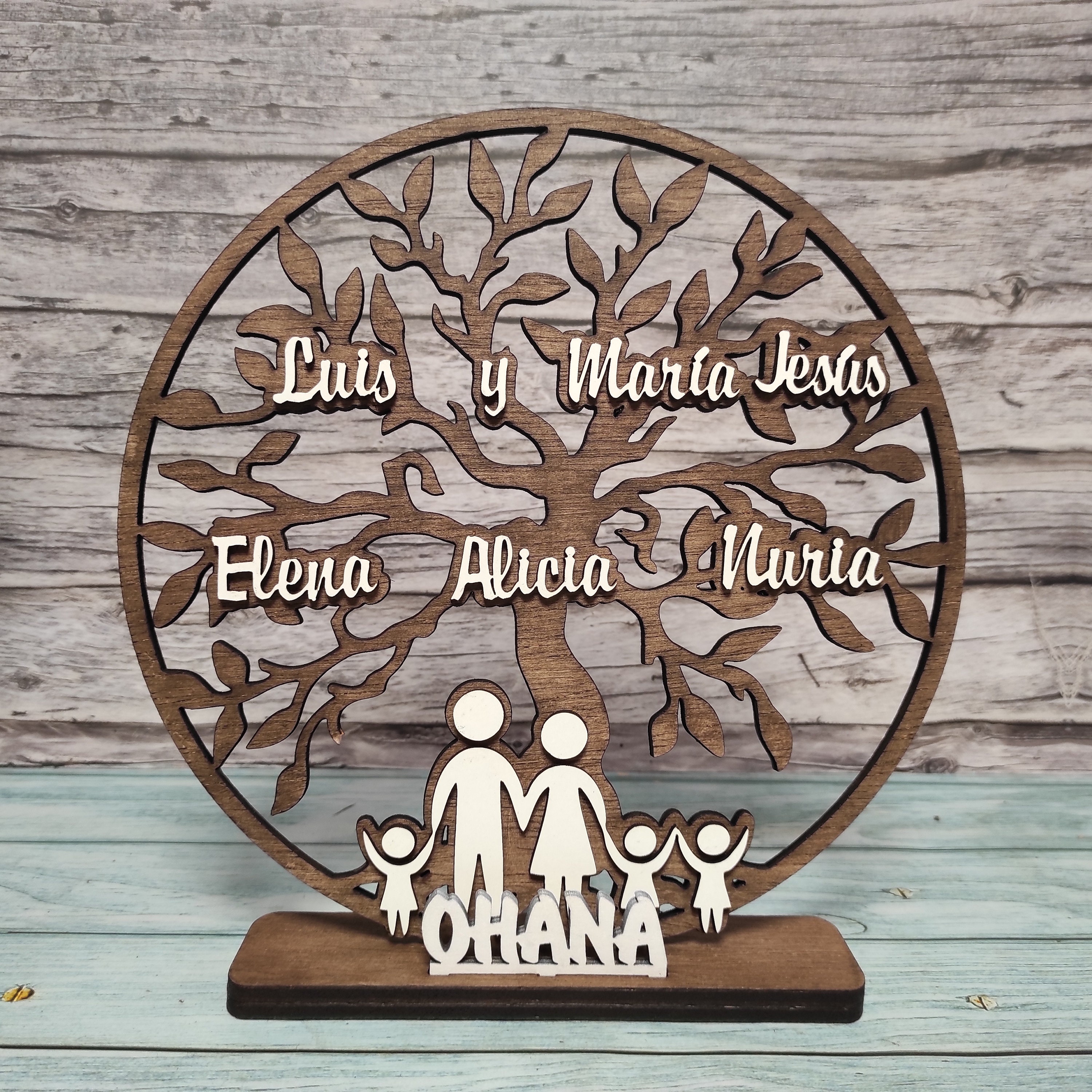 Wooden Family Tree Personalized With the Names of the Family. - Etsy