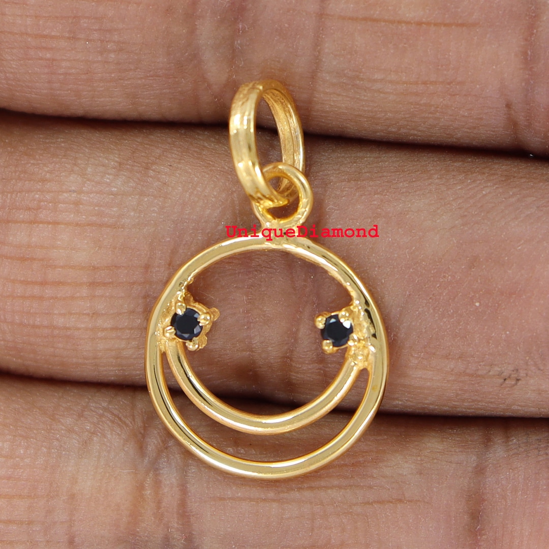 Smiley Face Design Starling Silver Black Spinal Pendant 925 - Etsy